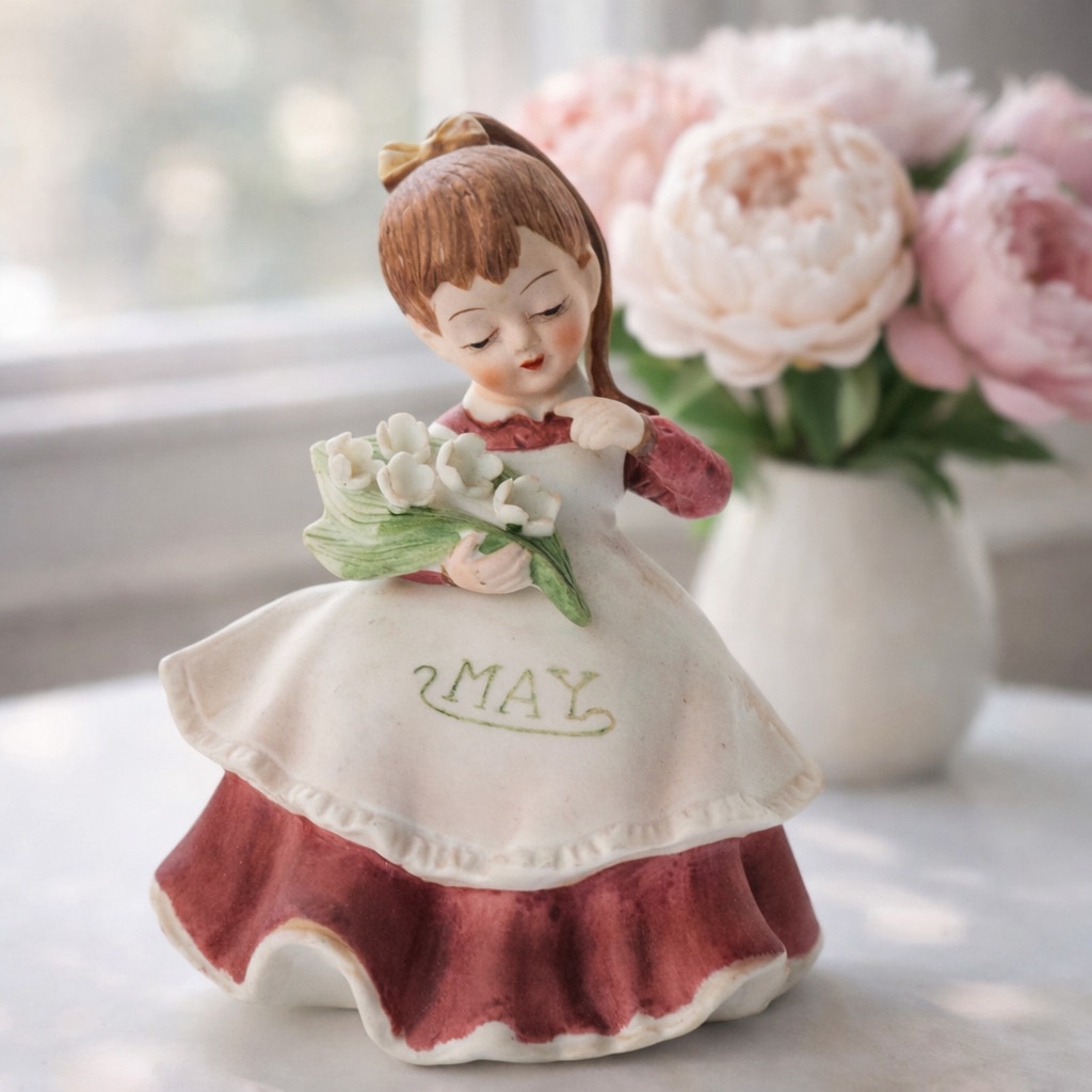 Vintage Lefton May Girl Figurine | 1950s Lily of the Valley Birth Mont ...